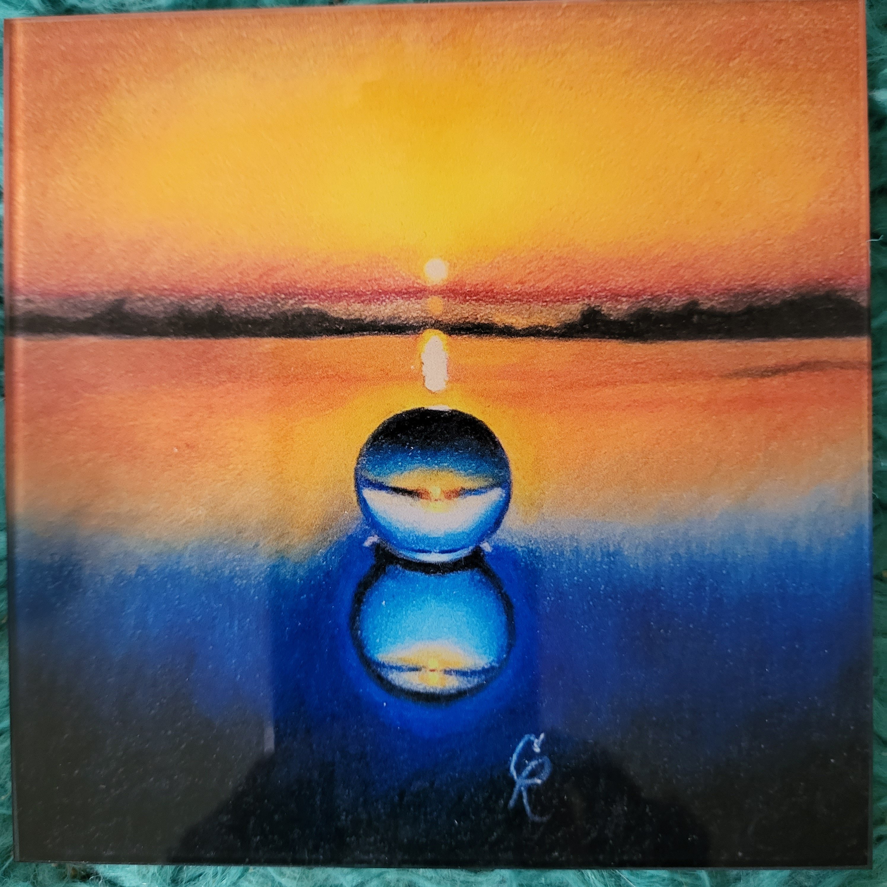 Fracture Art Print: "Glass Sunset" 8" x 8" glass print, fracture me ...